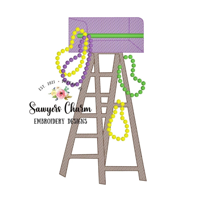 Mardi Gras Ladder With Beads Sketch Stitch Machine Embroidery - Etsy