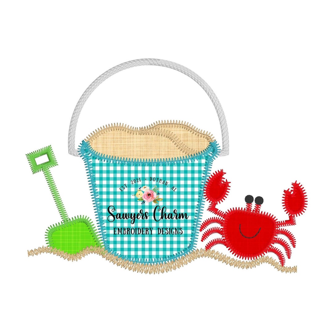 BUNDLE Beach Sand Pail/bucket & Shovel With Crab Zigzag and Satin ...