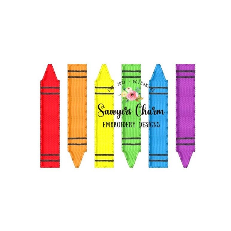 Mini Fill Crayons in a Row Machine Embroidery Design File, Quick Stitch ...