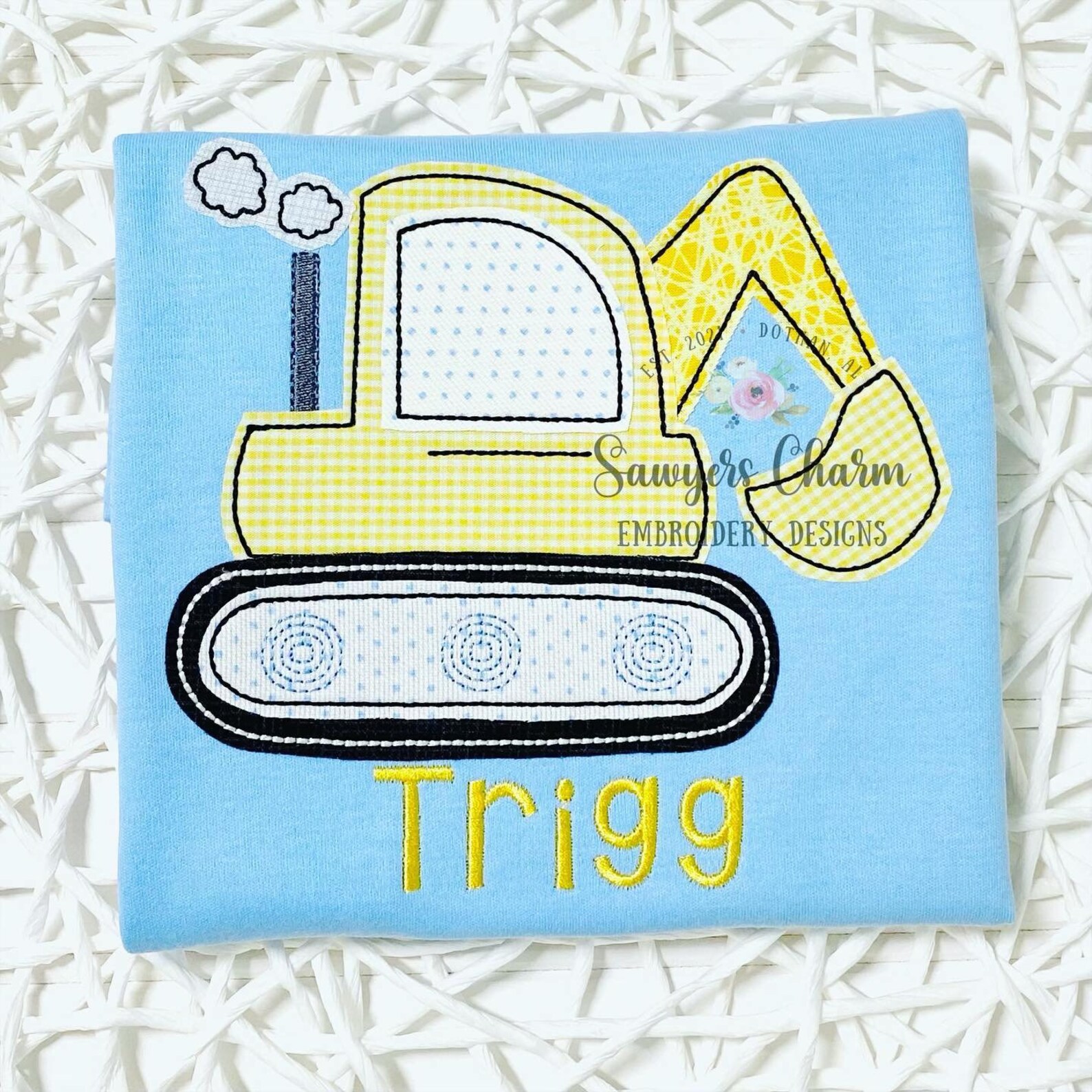 BUNDLE Excavator/digger With and Without Bow Bean Stitch - Etsy