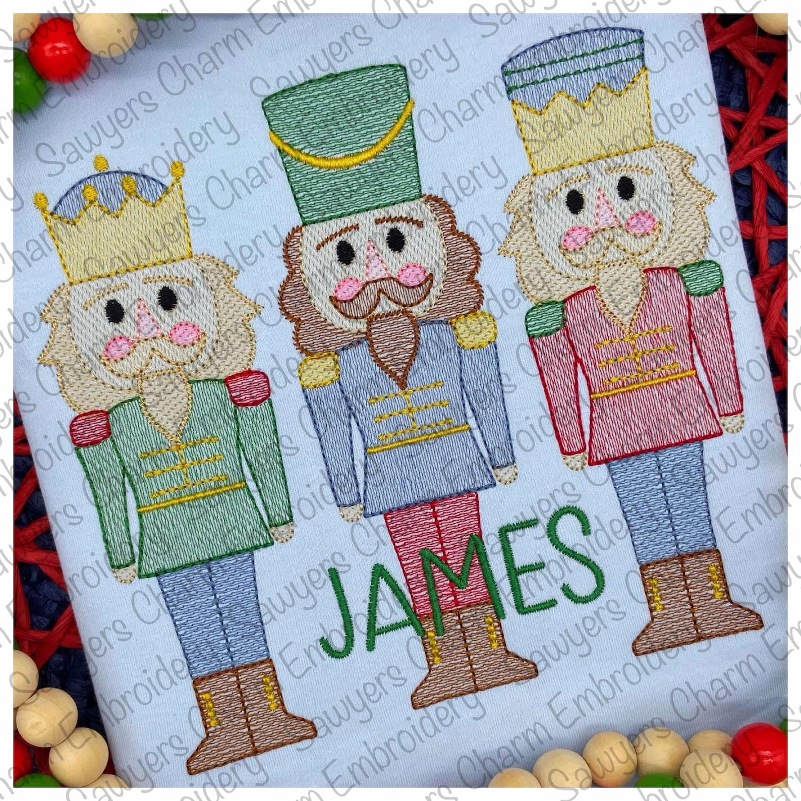 Nutcrackers Trio Sketch Stitch Machine Embroidery Design, Happy ...