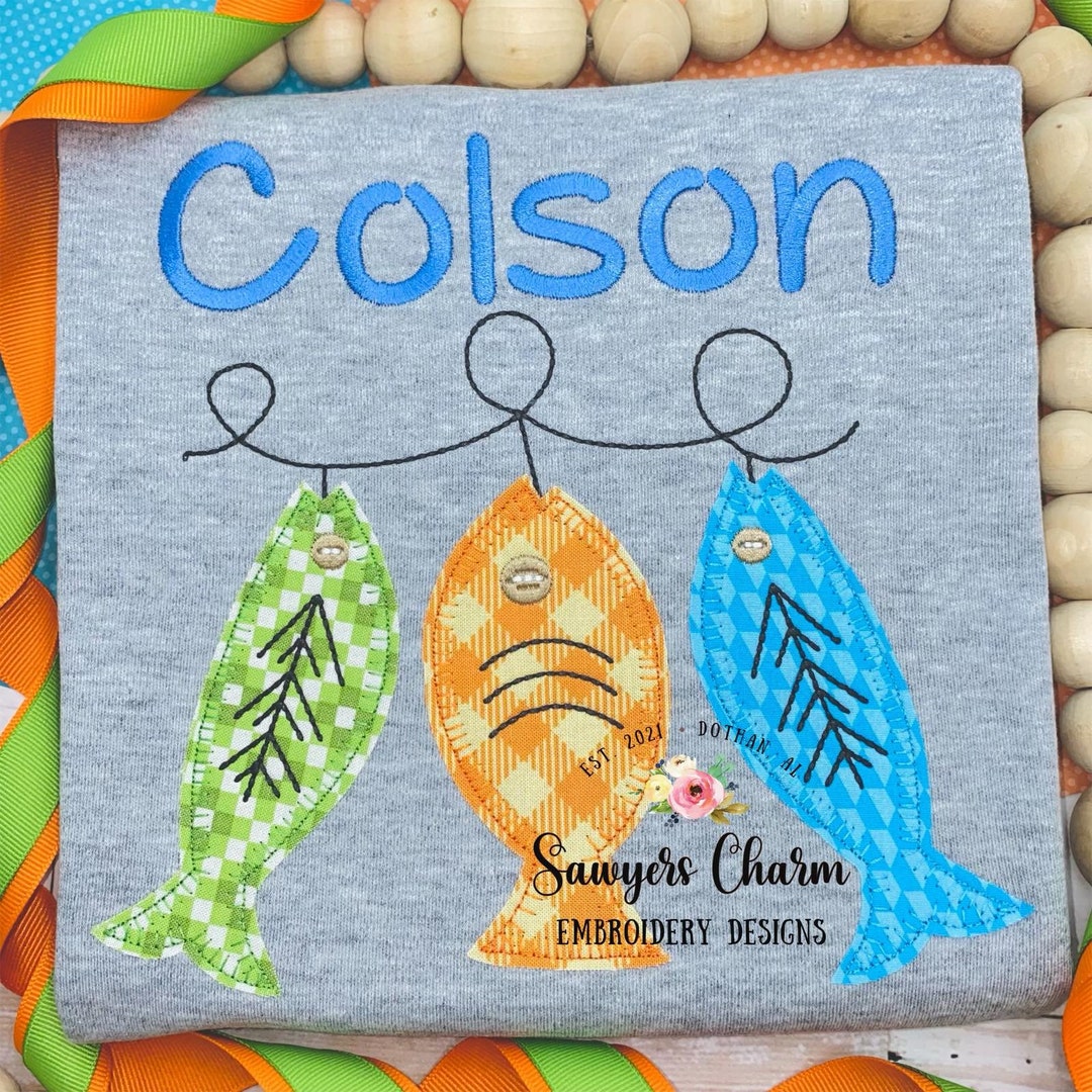 Fish Blanket Stitch Machine Applique Design Embroidery File - Etsy