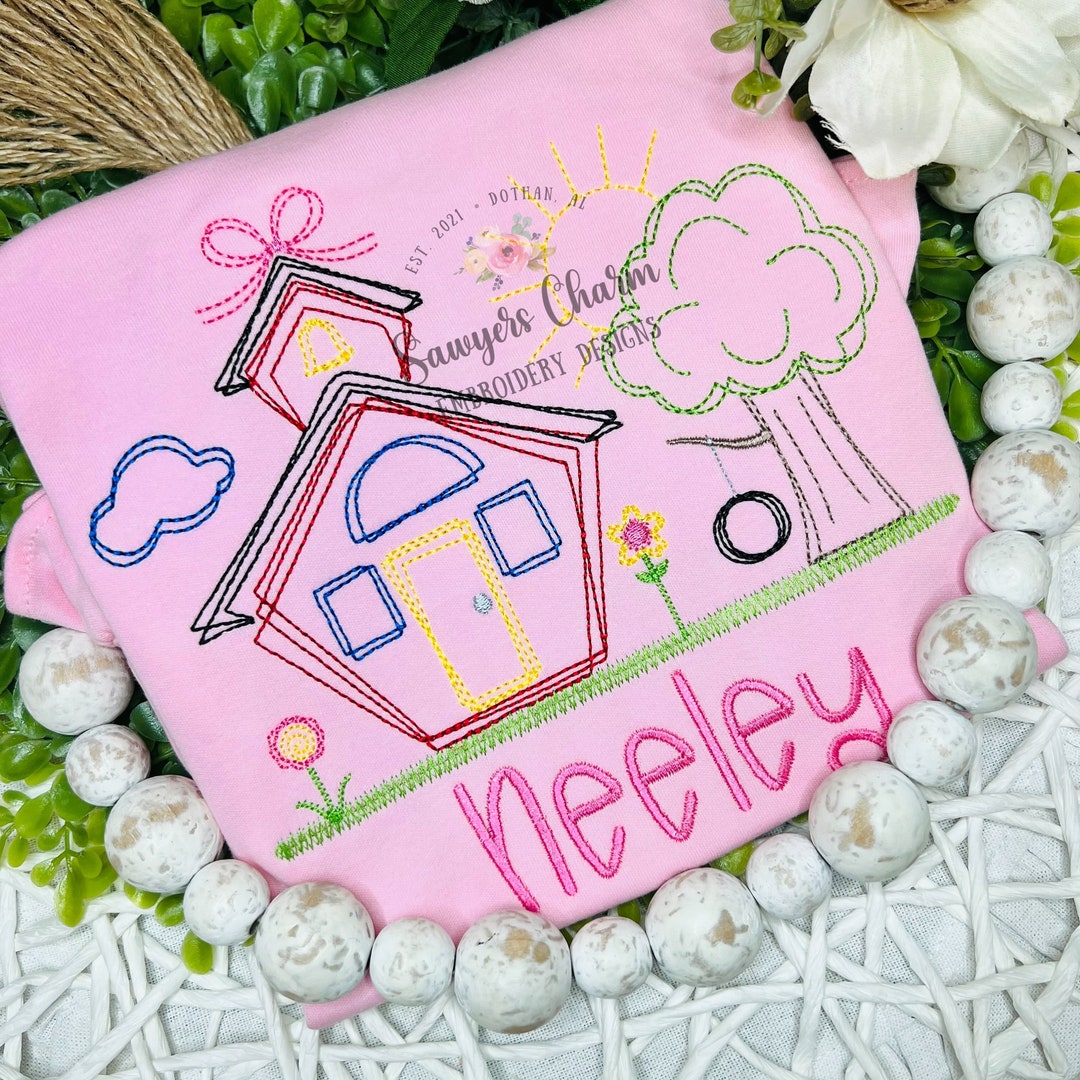 BUNDLE Squiggly School House & Tree With Swing With/without Bow/flowers ...