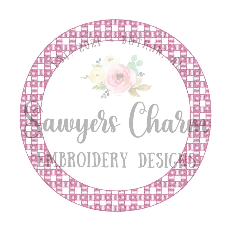 BUNDLE Gingham Monogram Frames, Sketch Stitch Machine Embroidery Design ...