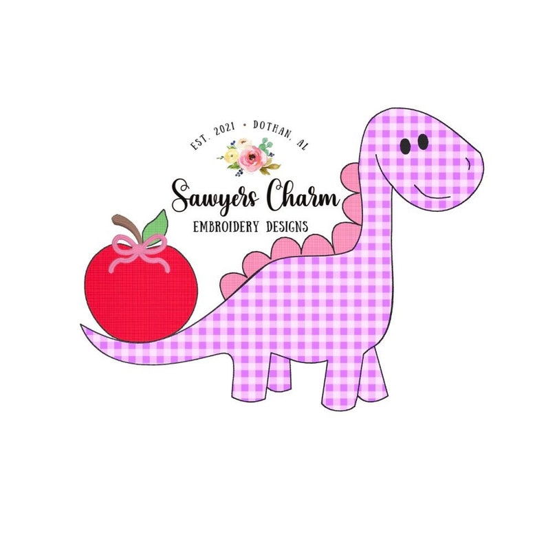 BUNDLE Back to School Dinosaur With Apple With & Without Bow - Etsy