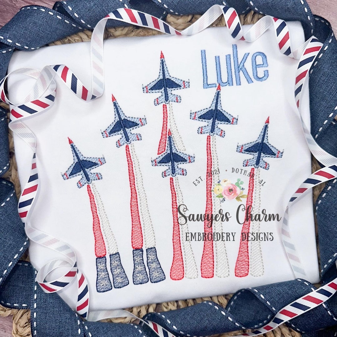 Red/white/blue Jets, Stars/stripes, Flag Smoke Sketch Stitch Machine ...
