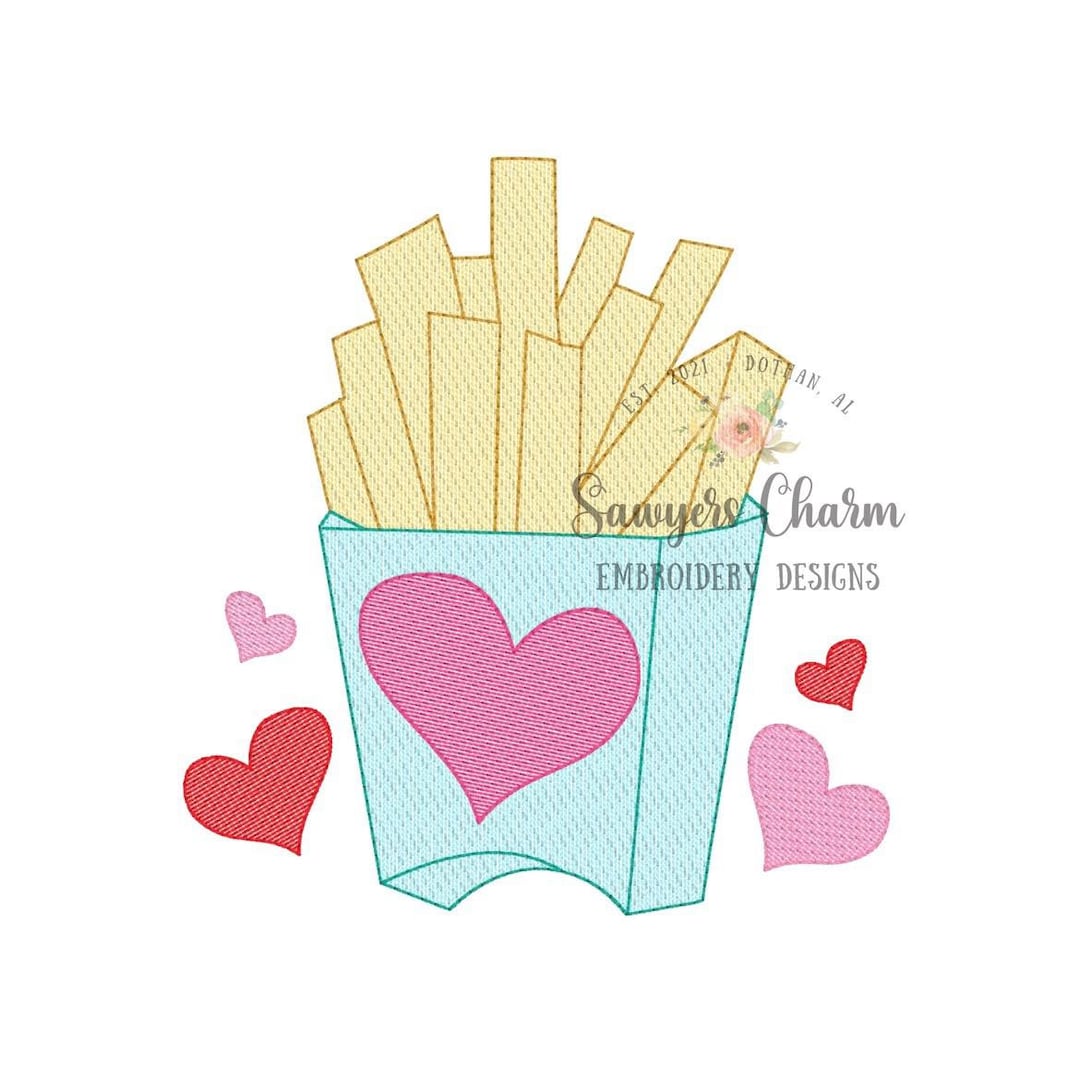 Valentine's Day French Fries With Hearts Sketch Stitch Machine ...