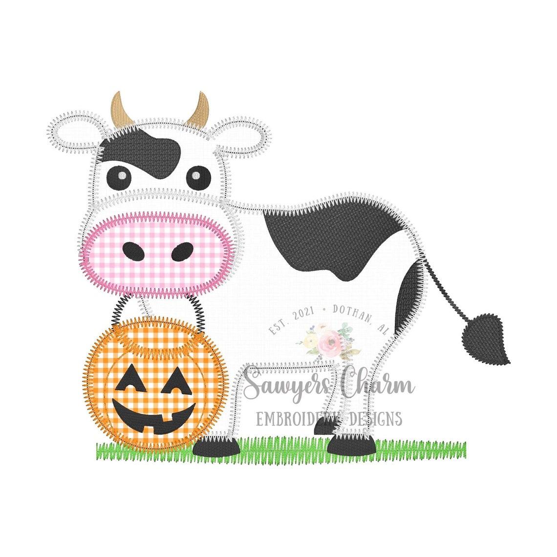 BUNDLE Cow Jack O Lantern Candy Bucket, With & Without Bow Zig Zag ...