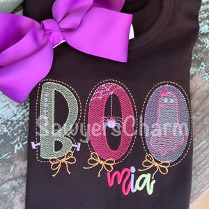 BOO Girl With Bows Sketch Stitch Machine Embroidery Design File, Fall ...