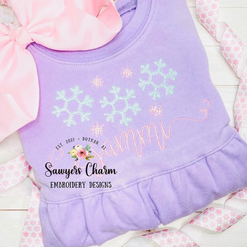 Winter Snowflakes Trio Sketch Stitch Machine Embroidery Design File ...