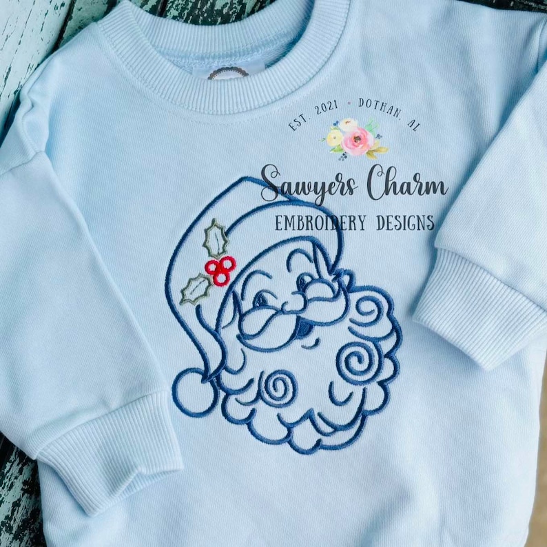 Santa Claus Satin Stitch Outline Machine Embroidery Design File, Happy ...