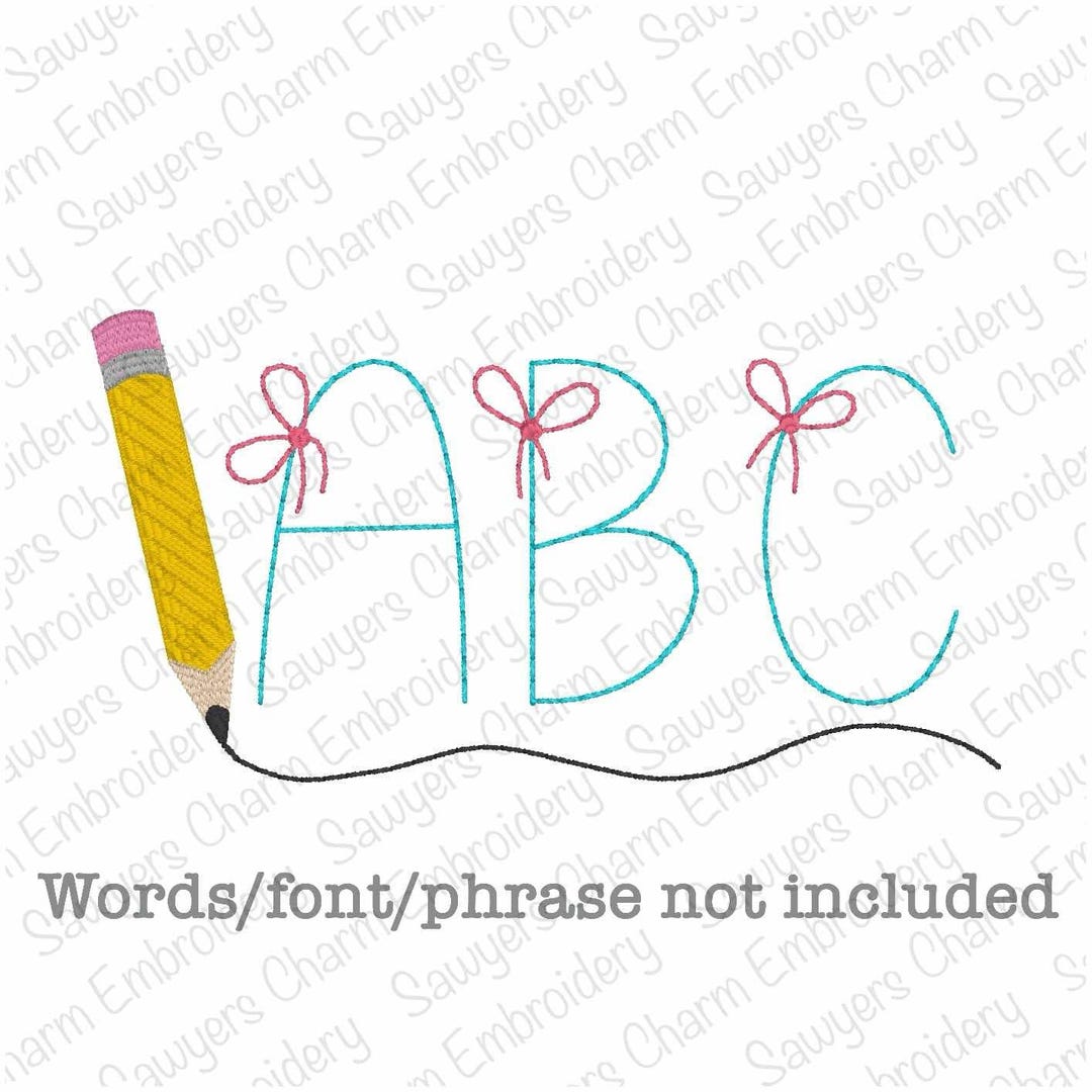 Back to School Pencil Fill Stitch Machine Embroidery Design, Monogram ...