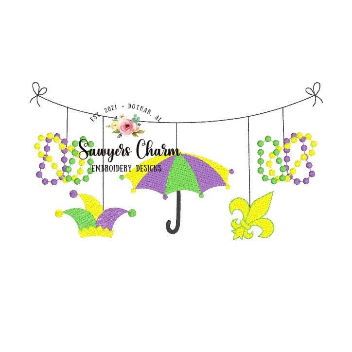 BUNDLE Mardi Gras Bunting Banner Sketch Design Machine | Etsy