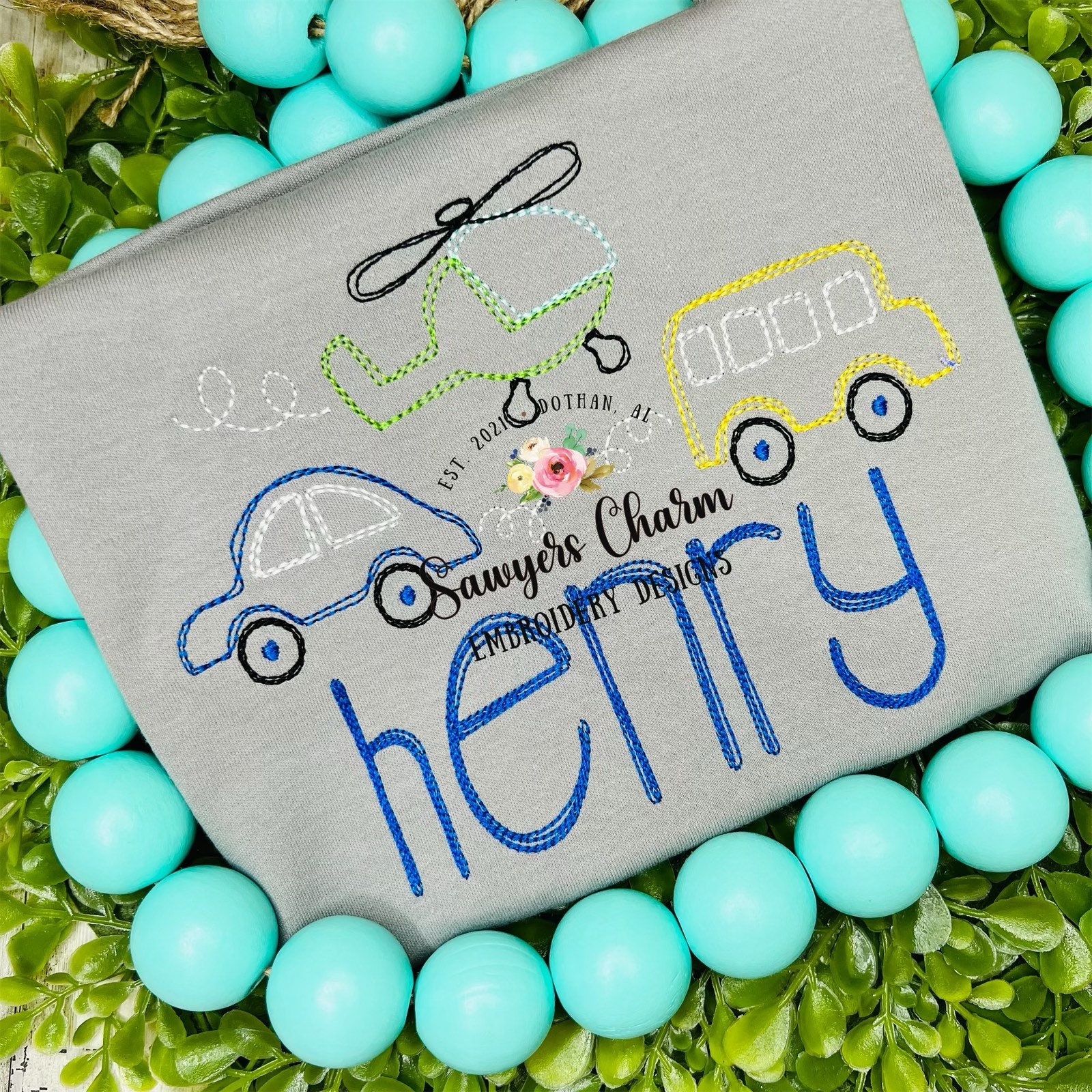 Squiggly Transportation Vehicles Trio Quick Stitch, Vintage Style, Bean ...