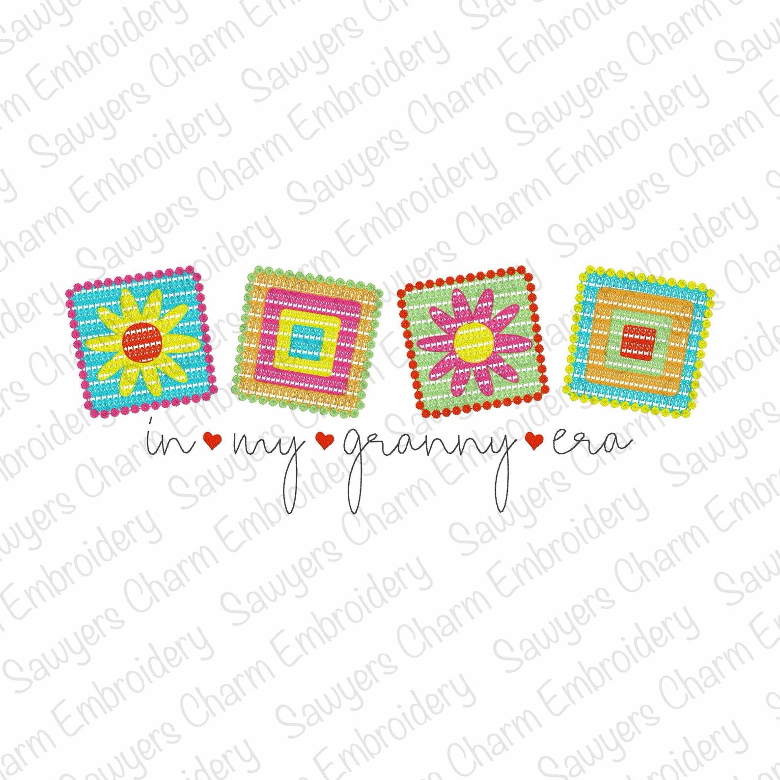 In My Granny Era Crochet Squares Machine Embroidery Design, Vintage ...