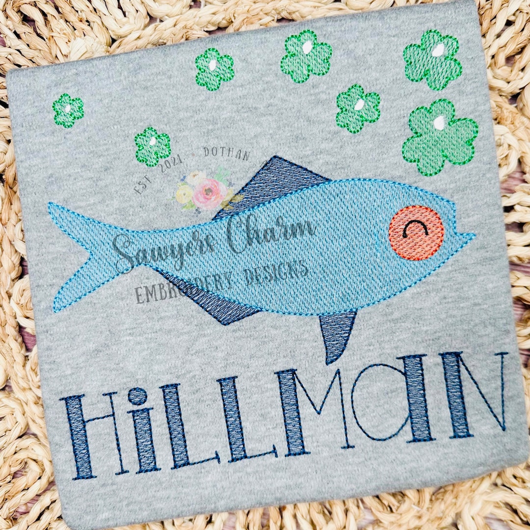 BUNDLE Fish Shamrock Bubbles With & Without Bow Sketch Stitch Machine ...