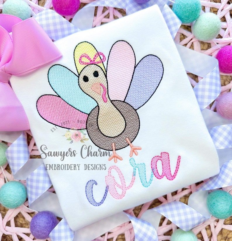 BUNDLE Turkey Sketch Stitch Machine Embroidery Design File With ...