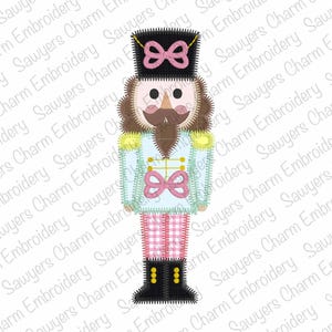 Nutcracker With Bows Zig Zag Stitch Machine Embroidery Applique Design, Happy Holidays, Coquette ...