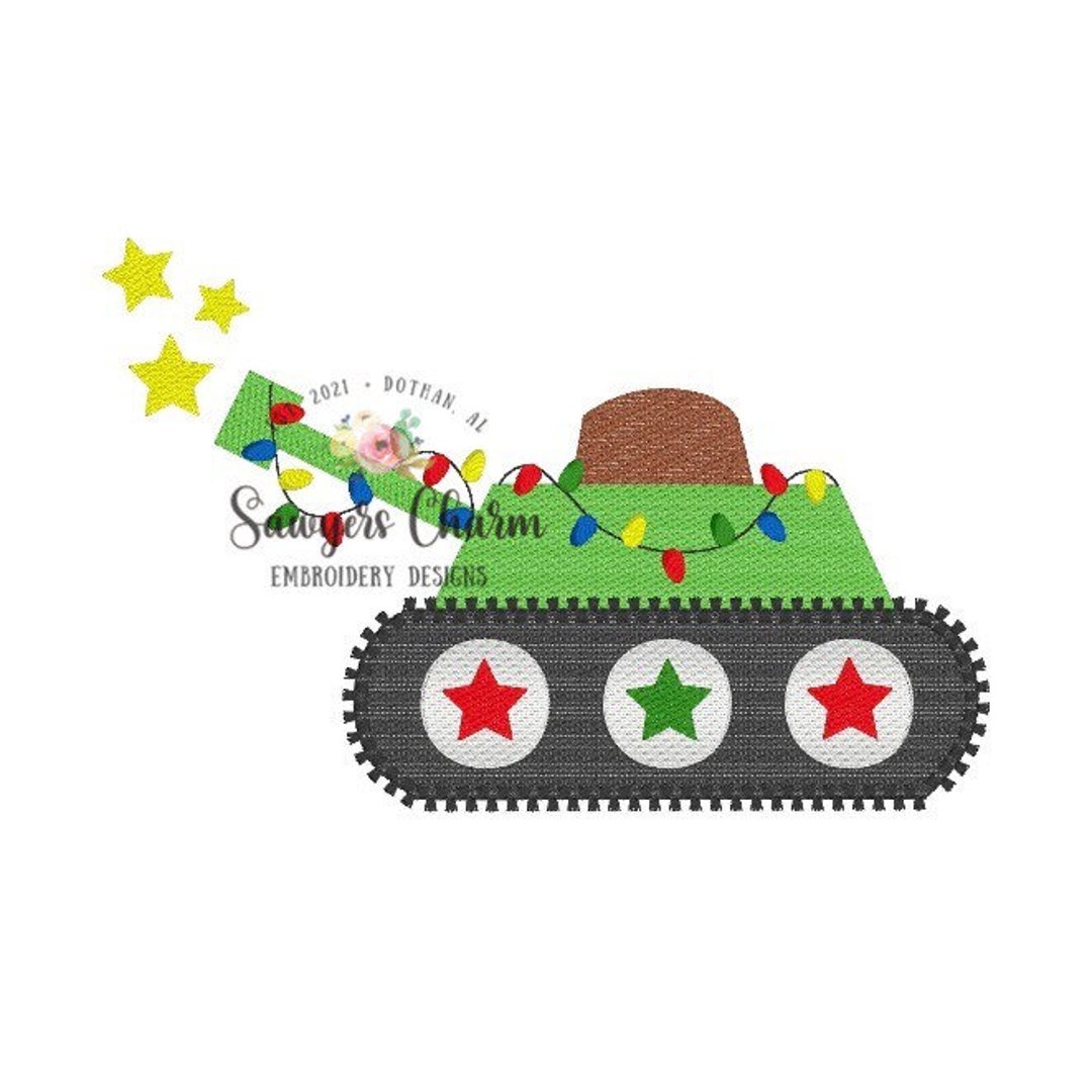 Christmas Army Tank Sketch Stitch Machine Embroidery Design, Military ...