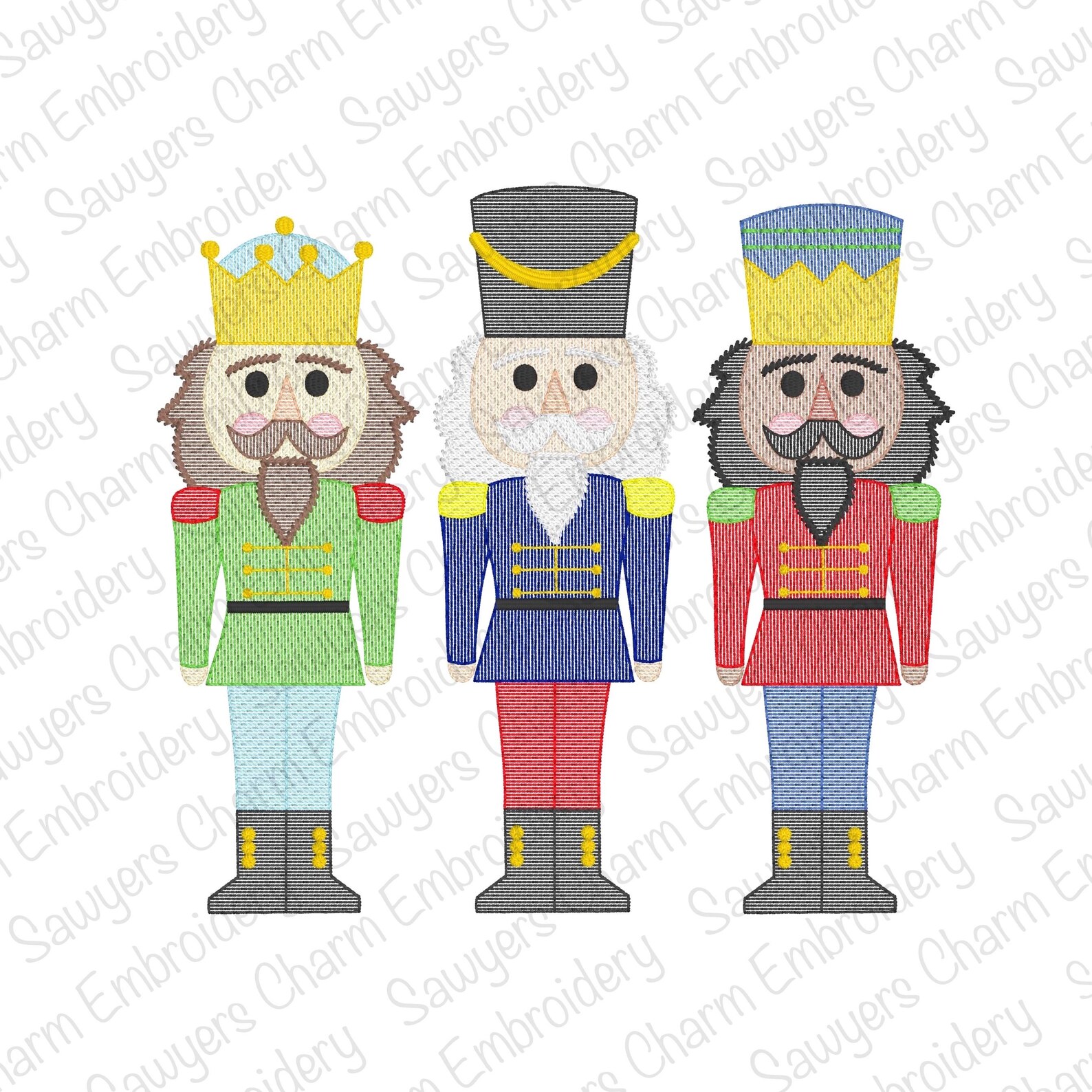 Nutcrackers Trio Sketch Stitch Machine Embroidery Design, Happy ...