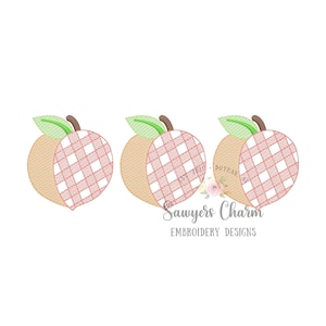 Gingham Peach Trio Sketch Stitch Machine Embroidery Design File, Quick ...