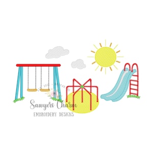 Playground Equipment Trio Sketch Stitch Machine Embroidery Design File ...