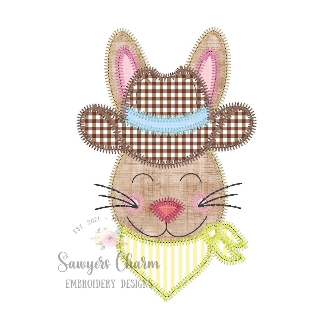BUNDLE Cowboy Easter Bunny Rabbit & Bandana Bean AND Zigzag Stitch ...