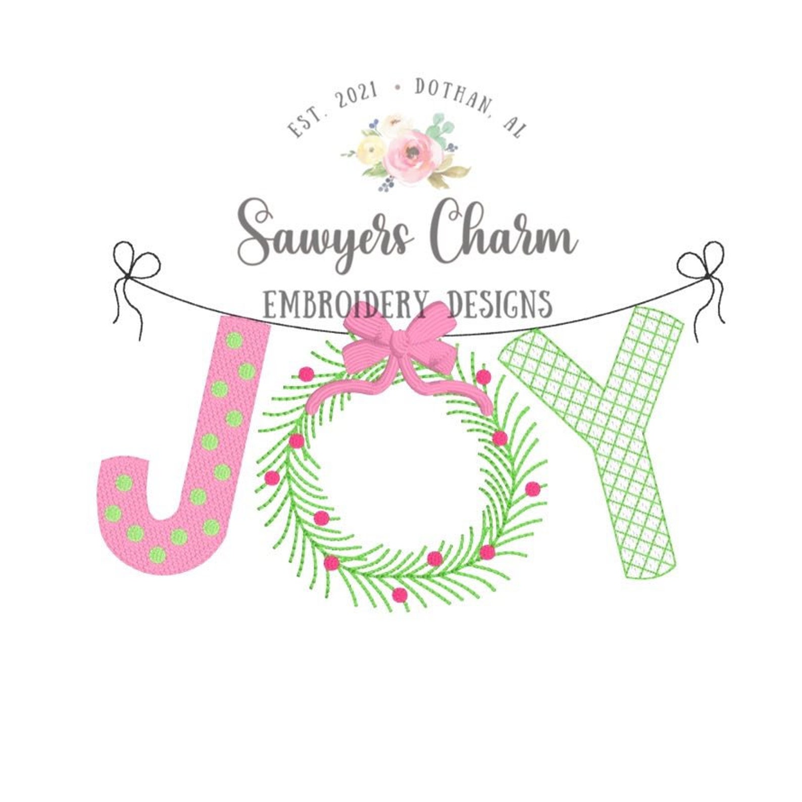 BUNDLE Christmas JOY Wreath With Bow Bunting Banner Zigzag - Etsy