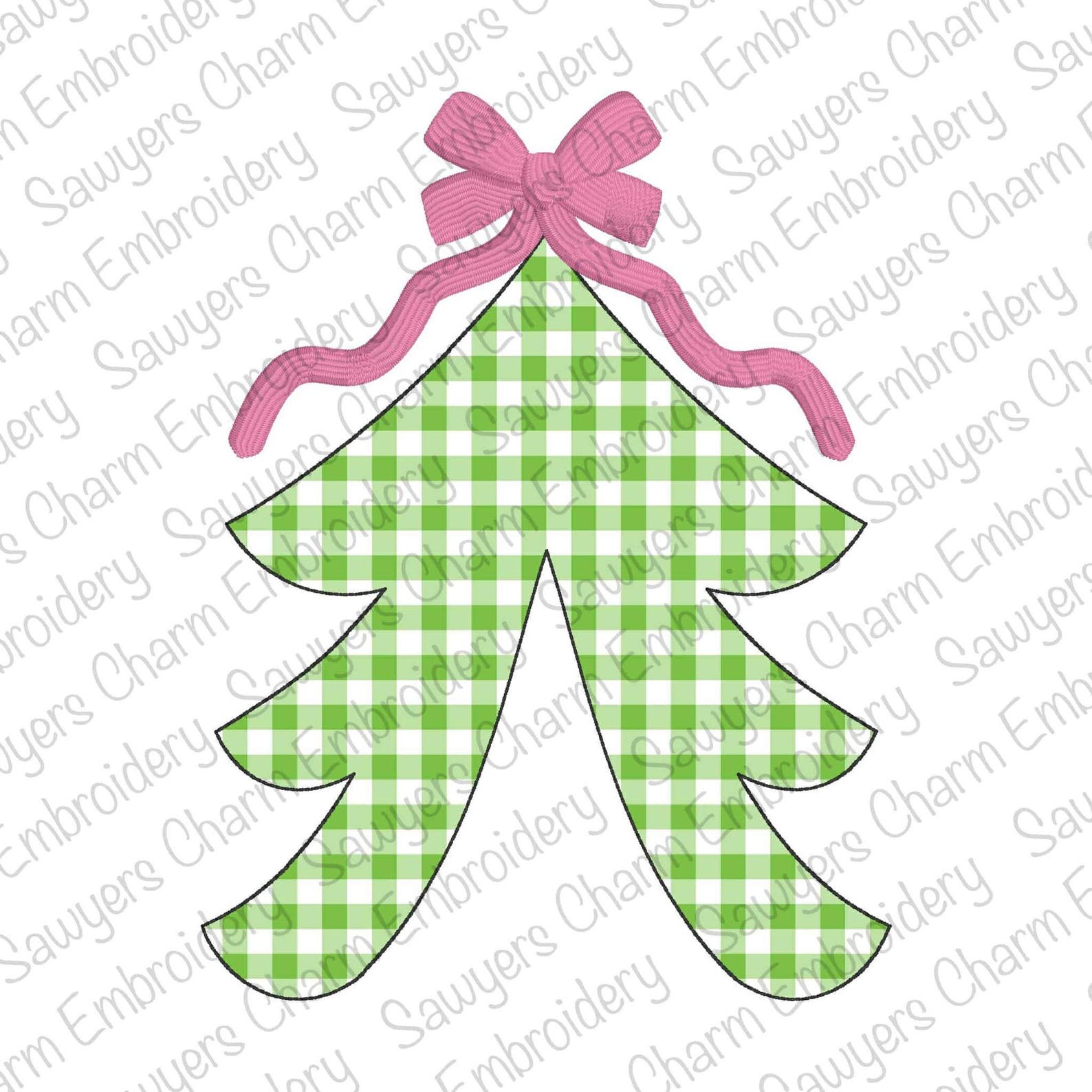 BUNDLE Side Split Christmas Tree With Bow Applique, Machine Embroidery ...