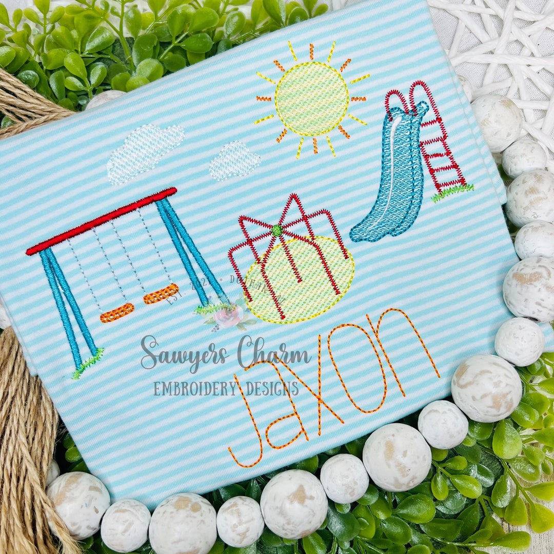 Playground Equipment Trio Sketch Stitch Machine Embroidery Design File ...