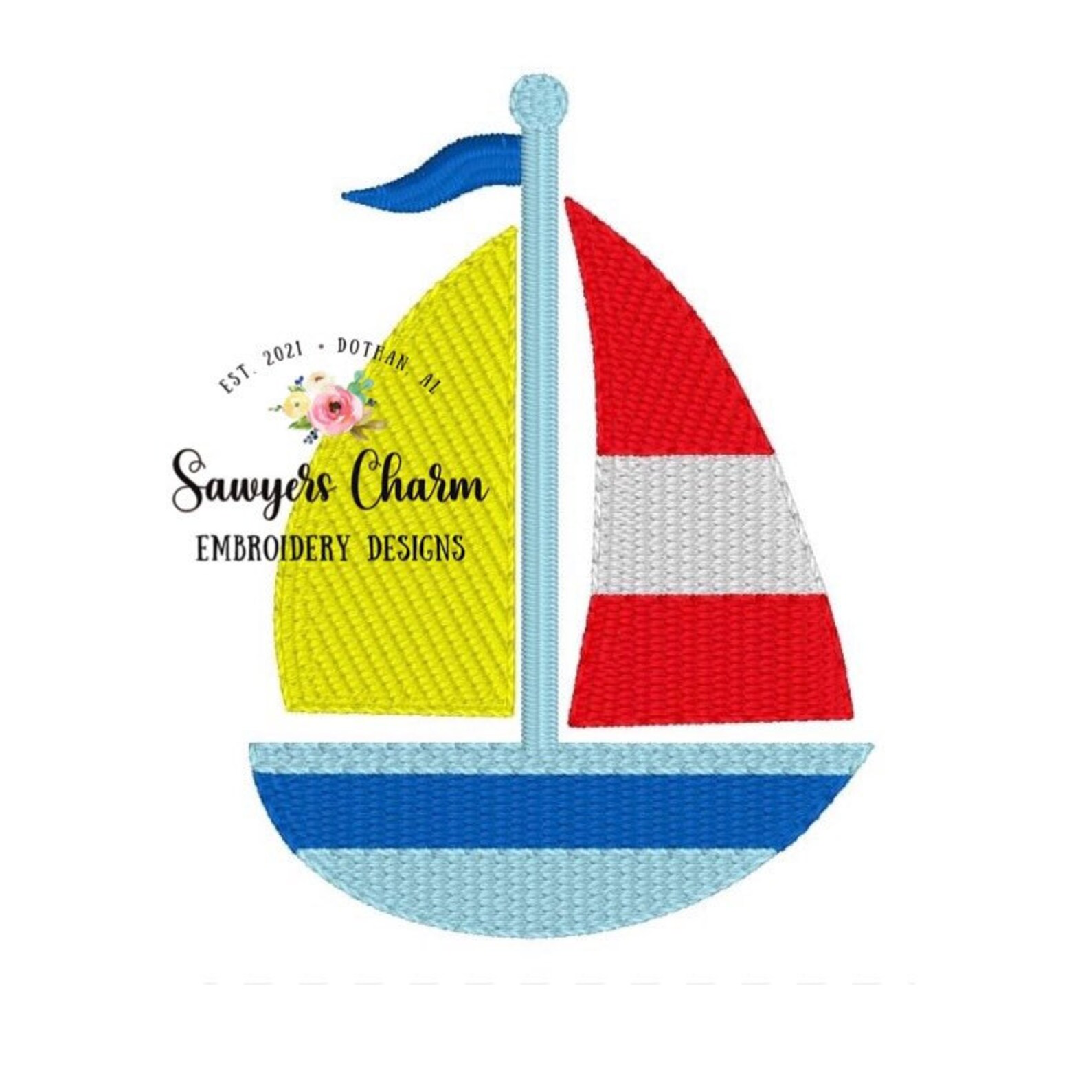 Mini Fill Sailboat Machine Embroidery Design File, Quick Stitch, Summer ...
