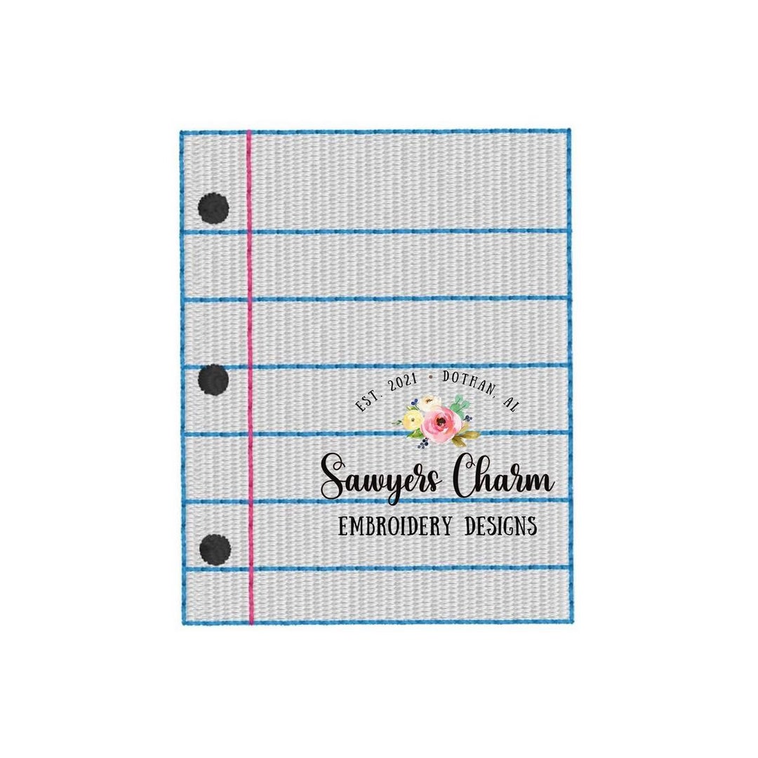 Back to School Notebook Paper Mini Fill Machine Embroidery Design File ...