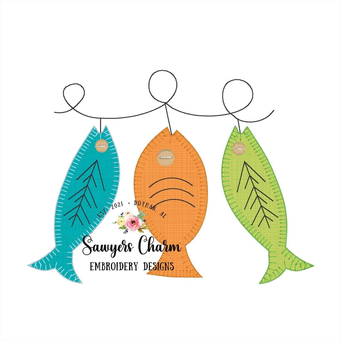 Fish Blanket Stitch Machine Applique Design Embroidery File - Etsy