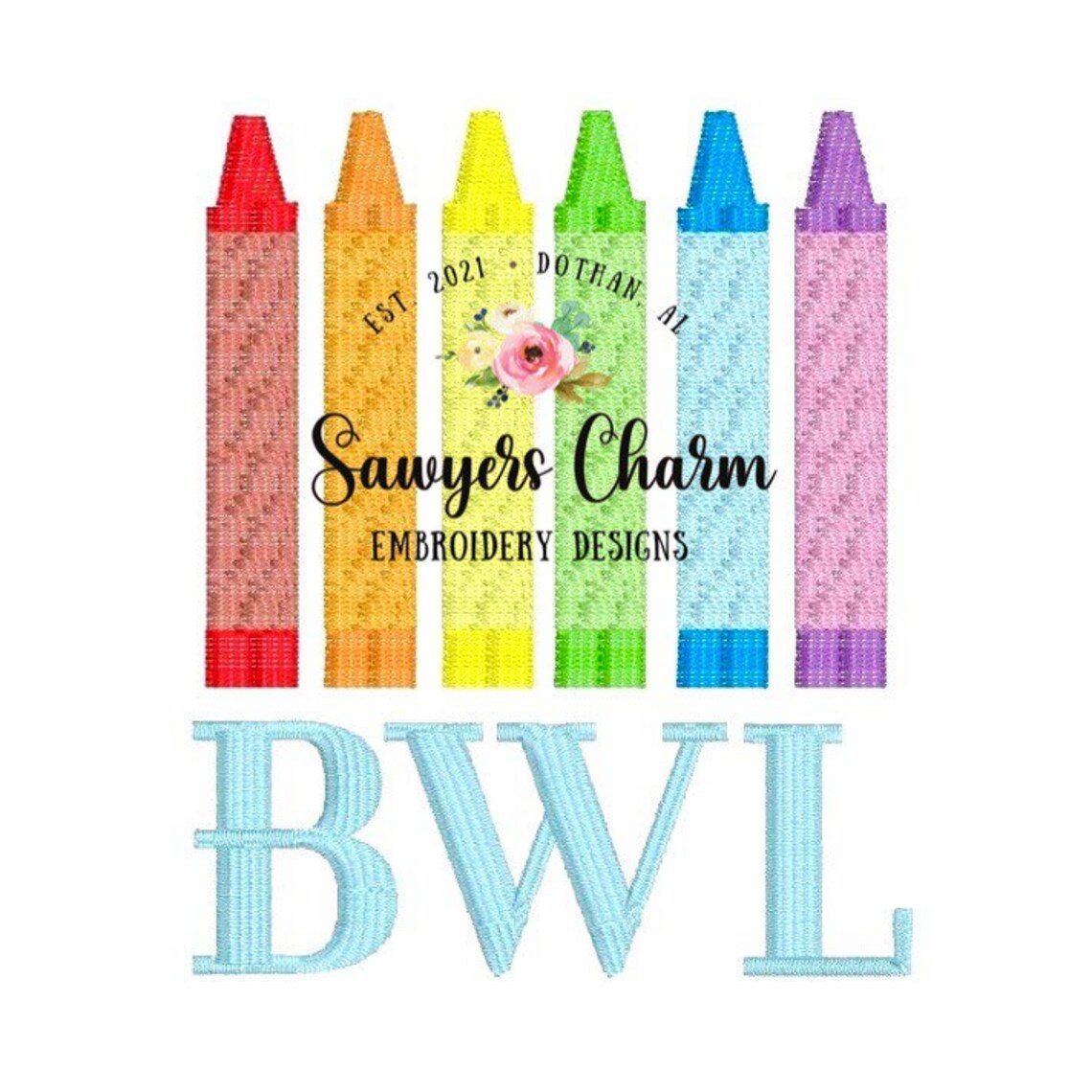 Mini Back to School Crayons Fill Stitch Machine Embroidery Design ...