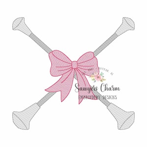 Batons With Bow Sketch Stitch Embroidery Design, College University ...