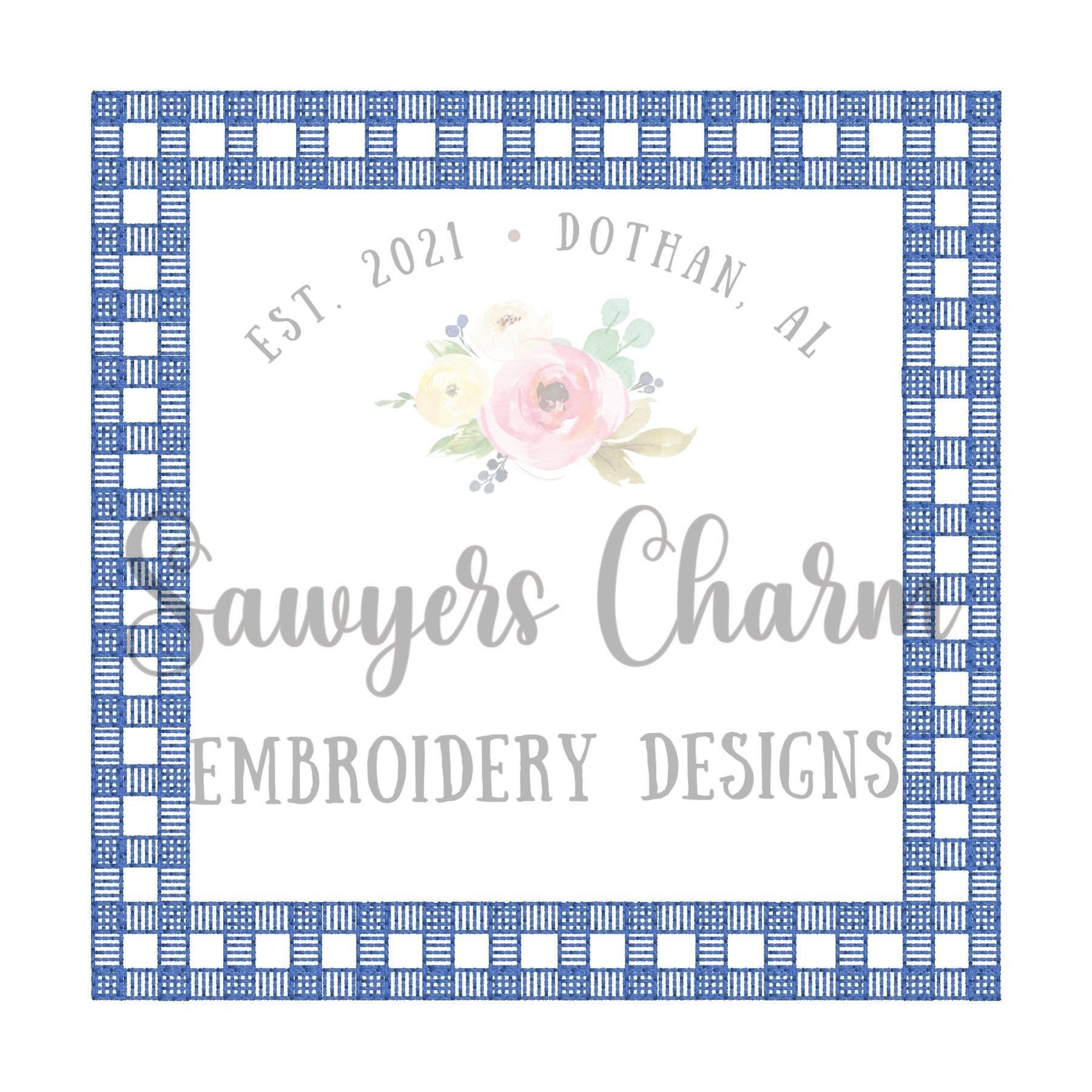 BUNDLE Gingham Monogram Frames, Sketch Stitch Machine Embroidery Design ...