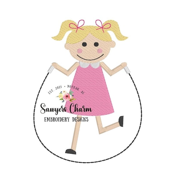 One Girl Jumping Rope Sketch Stitch Machine Embroidery Design - Etsy