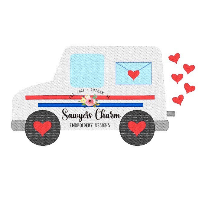 BUNDLE Valentine's Day Mail Truck With Hearts Sketch AND - Etsy