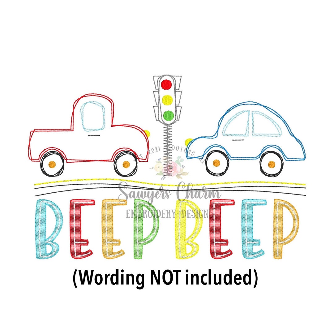 Squiggly Transportation Vehicles Trio Quick Stitch, Vintage Style, Bean ...