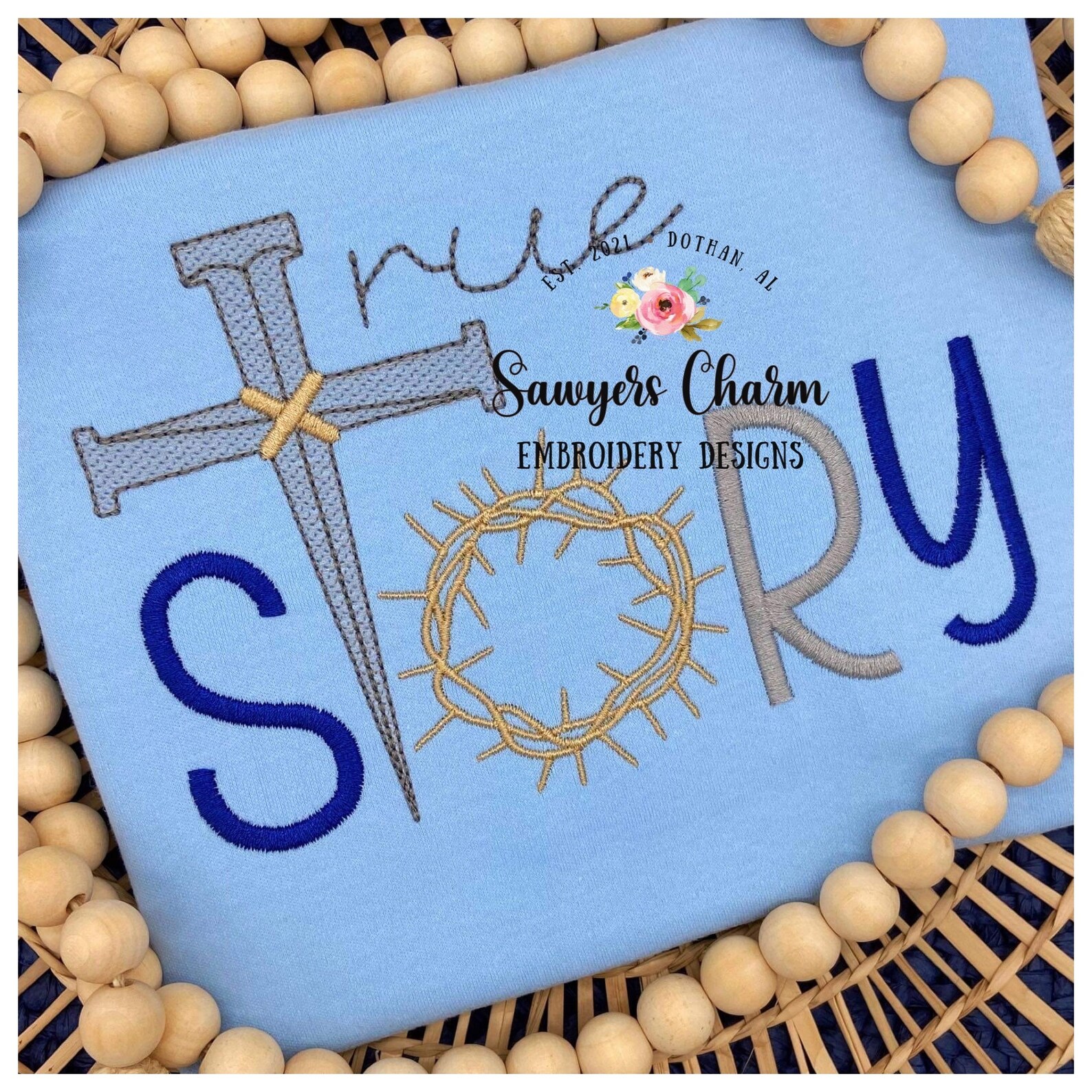 TRUE STORY Crown of Thorns, Cross & Nails Sketch Stitch Machine ...
