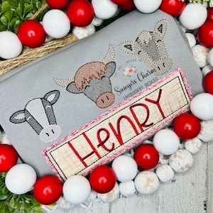 BUNDLE Cow Trio Sketch Stitch Machine Embroidery Design, Farm Animals ...