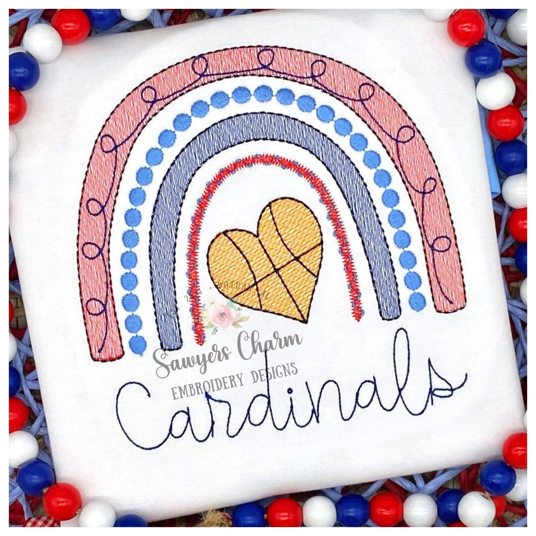 Basketball Rainbow, Heart Shaped Ball, Sketch Stitch Machine Embroidery ...