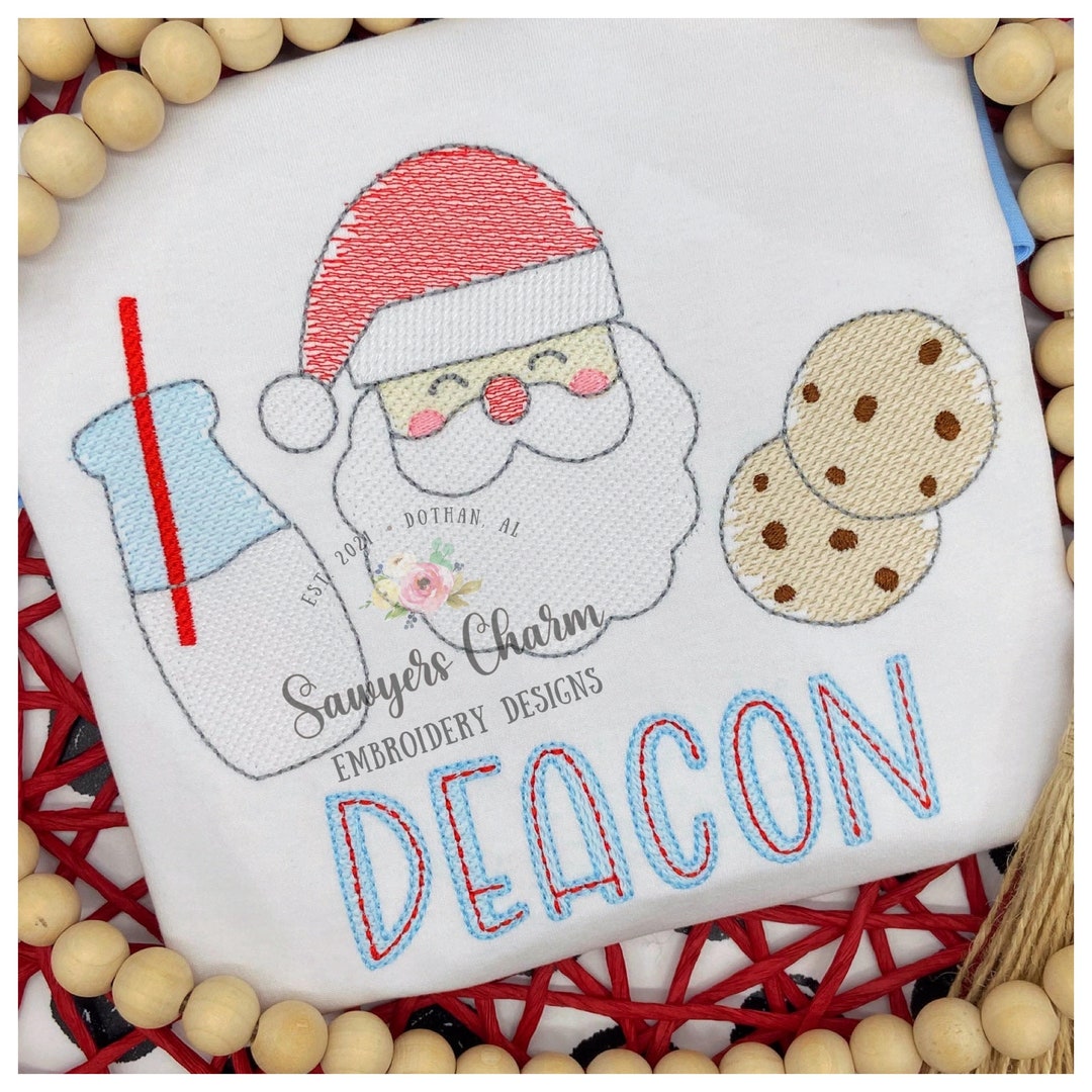 Santa Claus Milk & Cookies Sketch Stitch Trio Machine Embroidery File ...