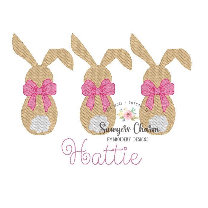 BUNDLE Girl and Boy Easter Bunny Trio Sketch Machine Embroidery Design ...