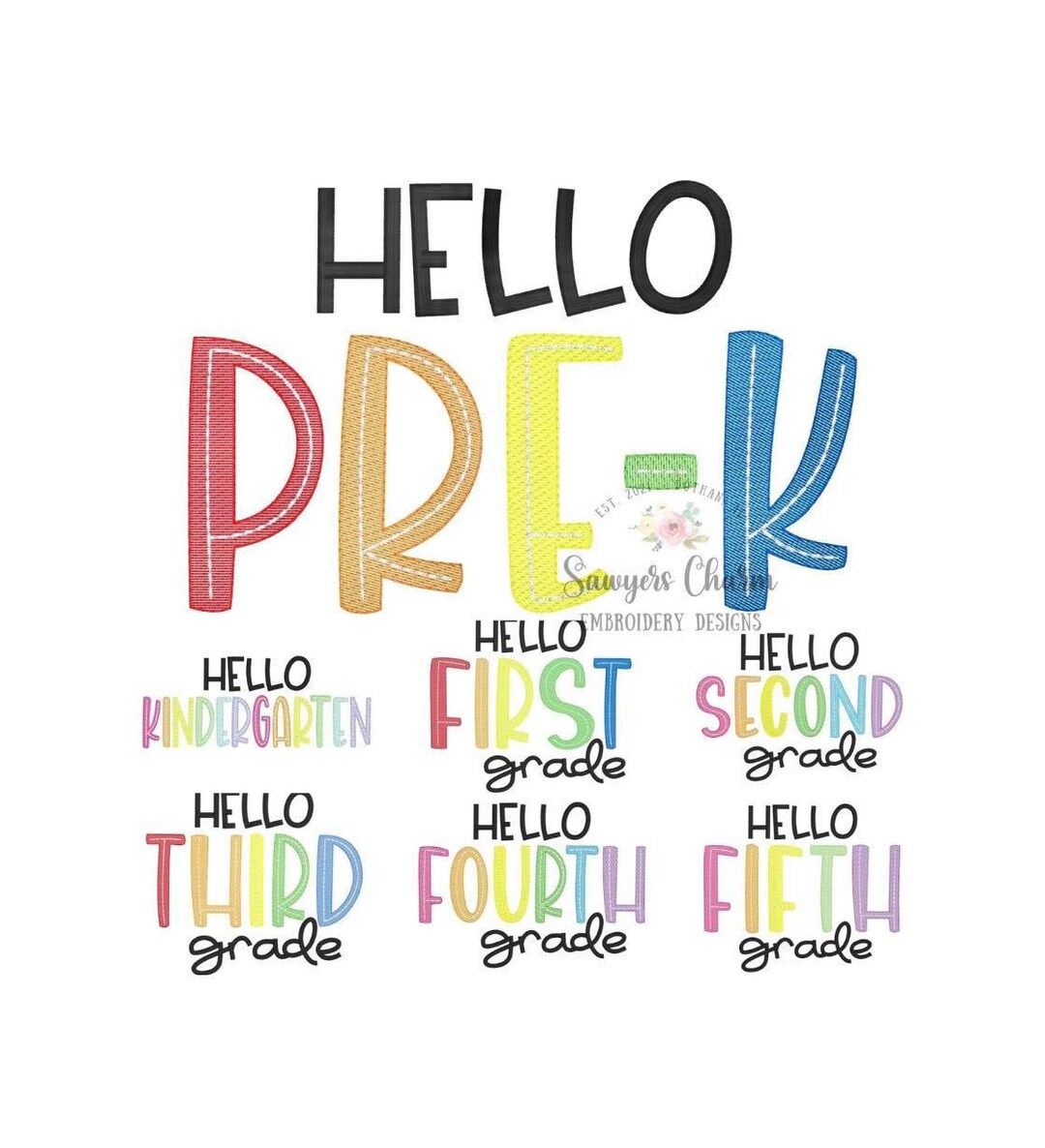 BUNDLE Hello Pre-k, Kindergarten, First, Second, Third, Fourth, Fifth ...