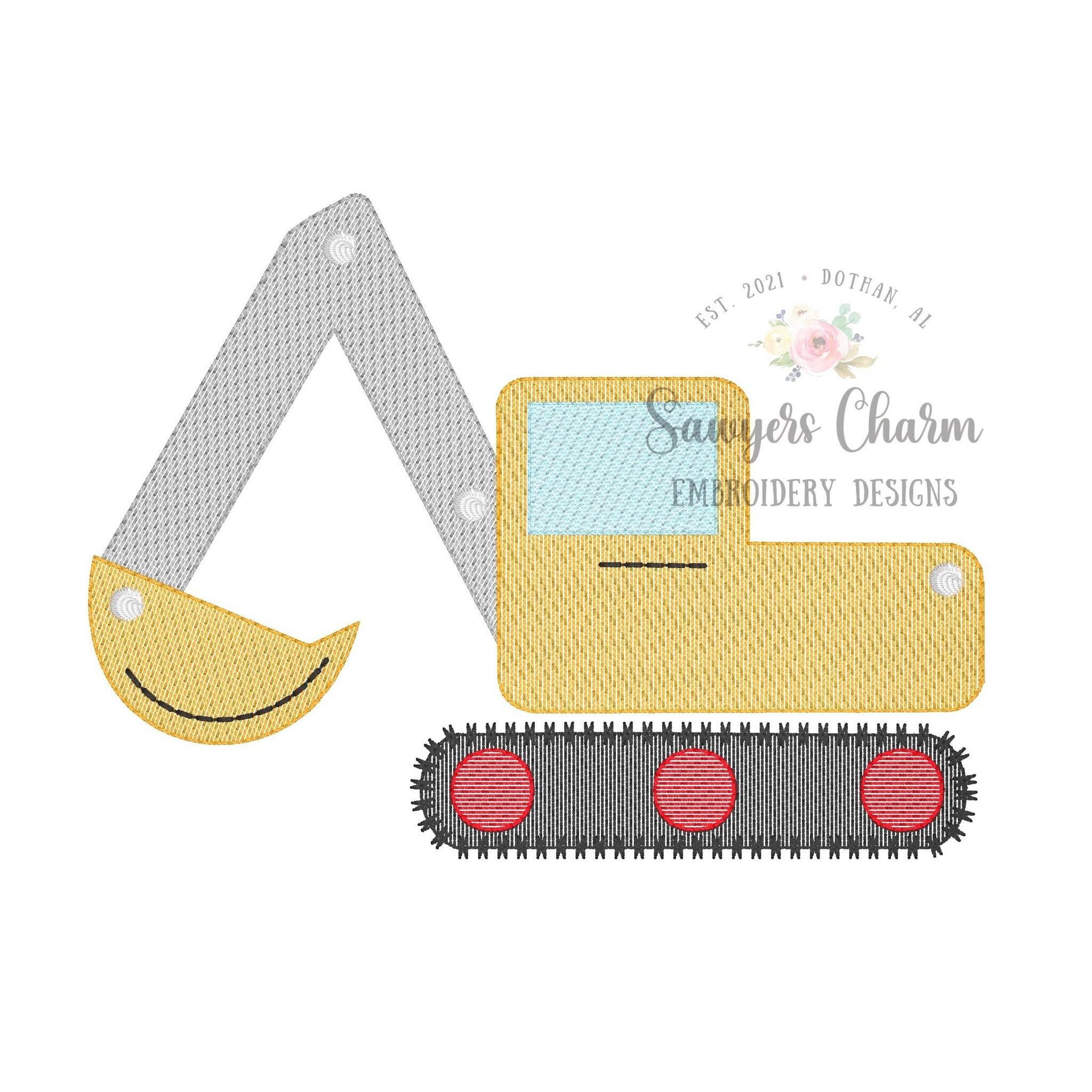 Excavator Sketch Stitch Machine Embroidery File, Quick Stitch ...