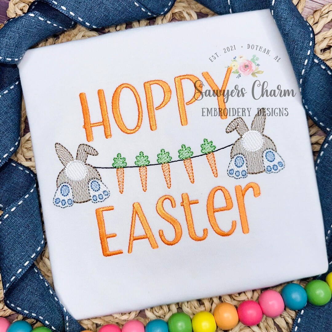 Easter Bunny Bums With Floppy Ears & Carrots Bunting Sketch Stitch ...