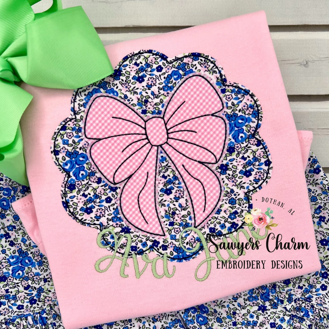 Scallop Patch With Bow, Bean & Zigzag Stitch Applique BUNDLE ...