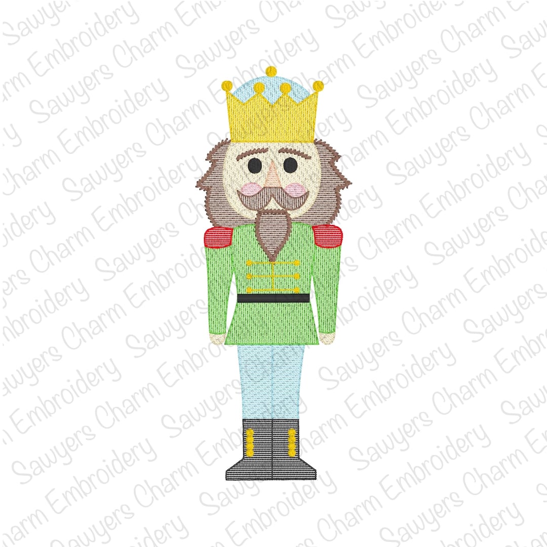 Nutcracker With Crown Sketch Stitch Machine Embroidery Design, Happy ...