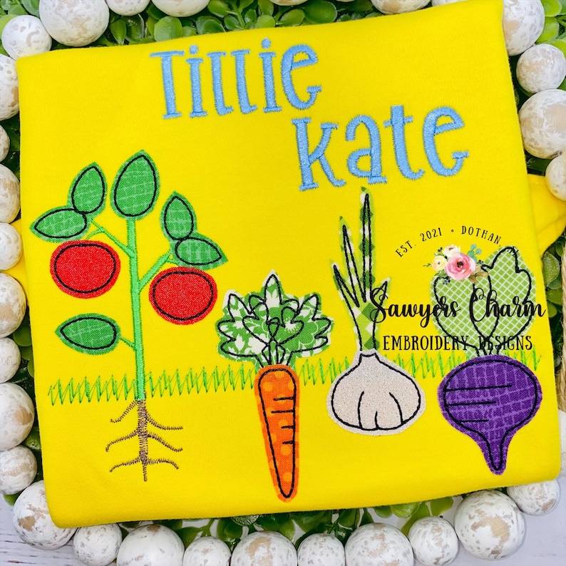 Vegetable Garden Bean Stitch Applique Machine Embroidery Design File ...